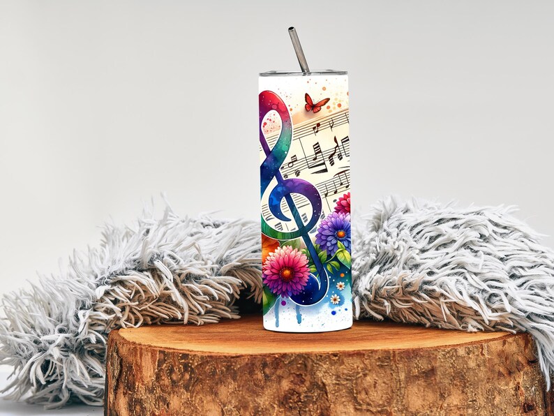Musical Notes Tumbler Wrap: 20oz Skinny Sublimation Design (PNG) - Etsy