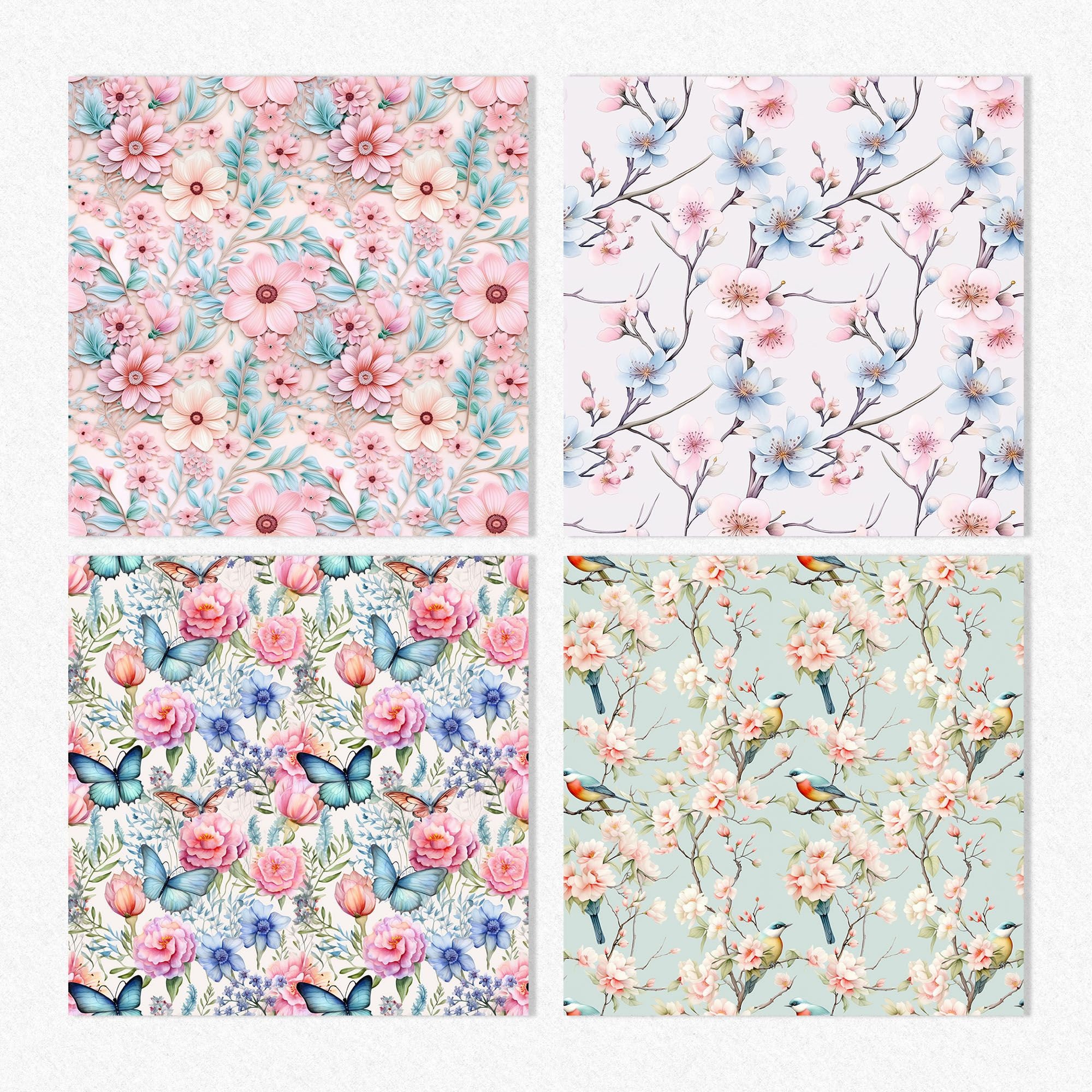Watercolor Pastel Floral Digital Paper Seamless Flowers Pattern Digital ...