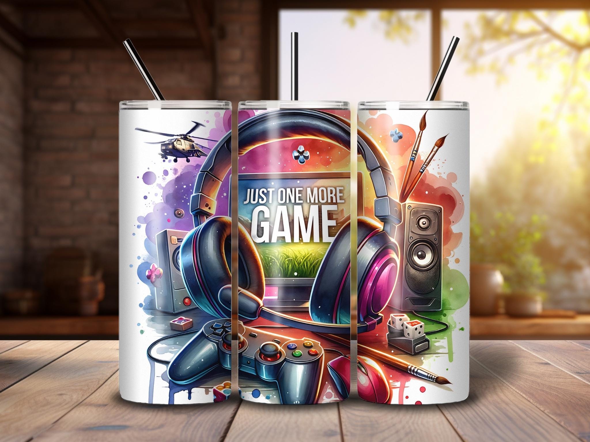 Gamer Tumbler Wrap, 20oz Skinny Sublimation Tumbler Design, Gaming ...