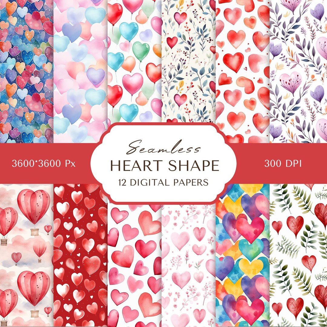 Watercolor Heart Digital Paper: Seamless Valentine Pattern (digital ...