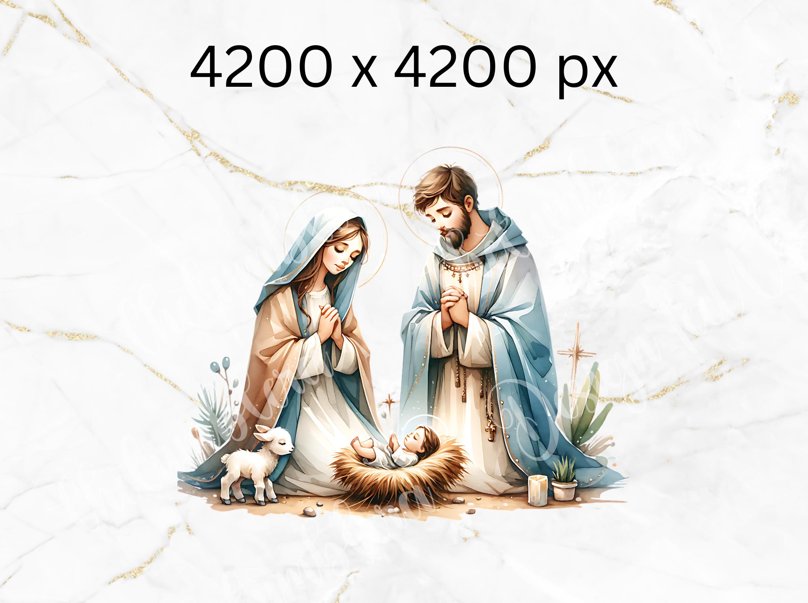 Nativity Scene PNG: Holy Family Clipart, Christmas T-shirt Design ...