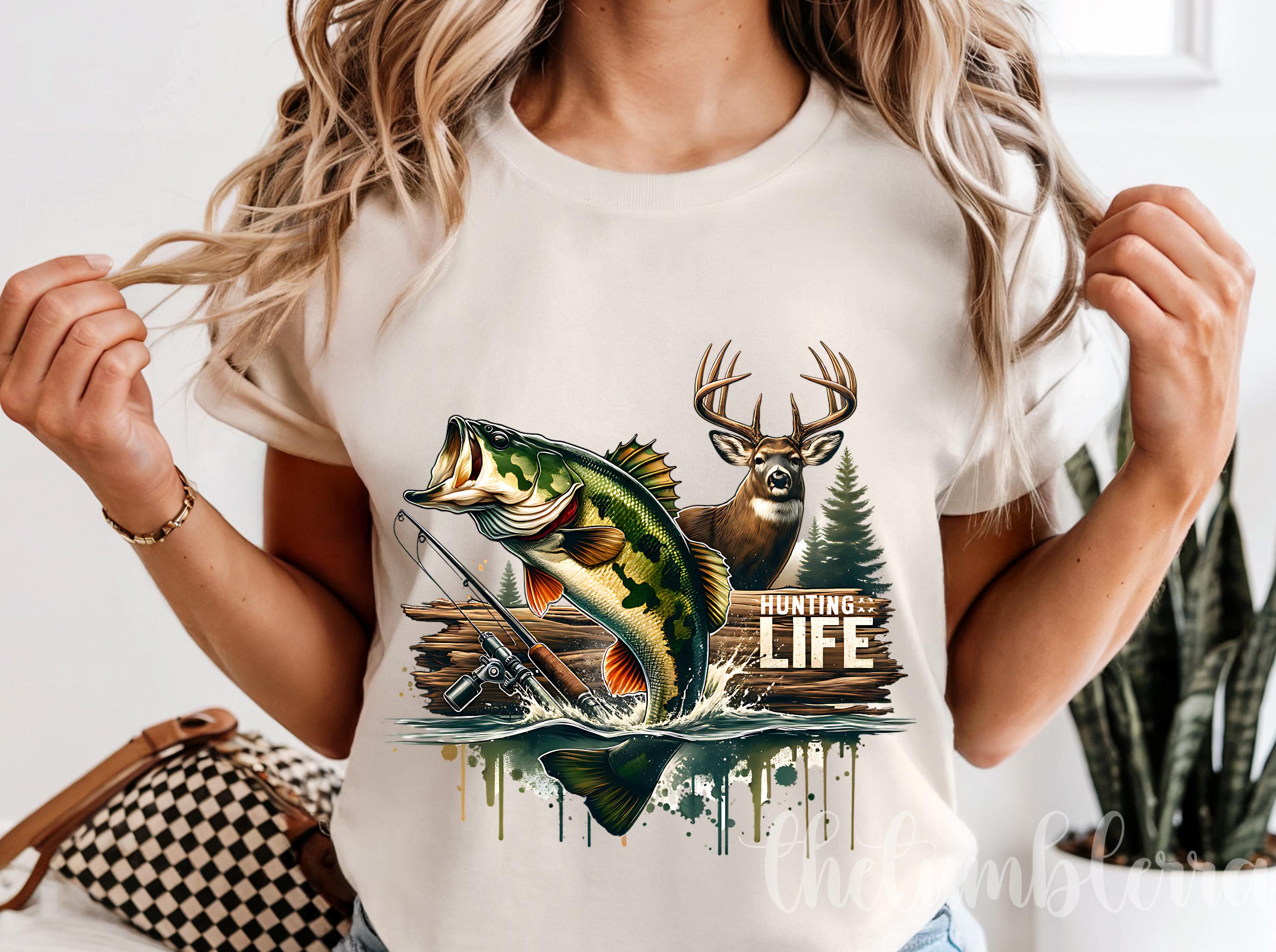 Bass Fish and Deer Hunting Life PNG Sublimation Design (digital ...