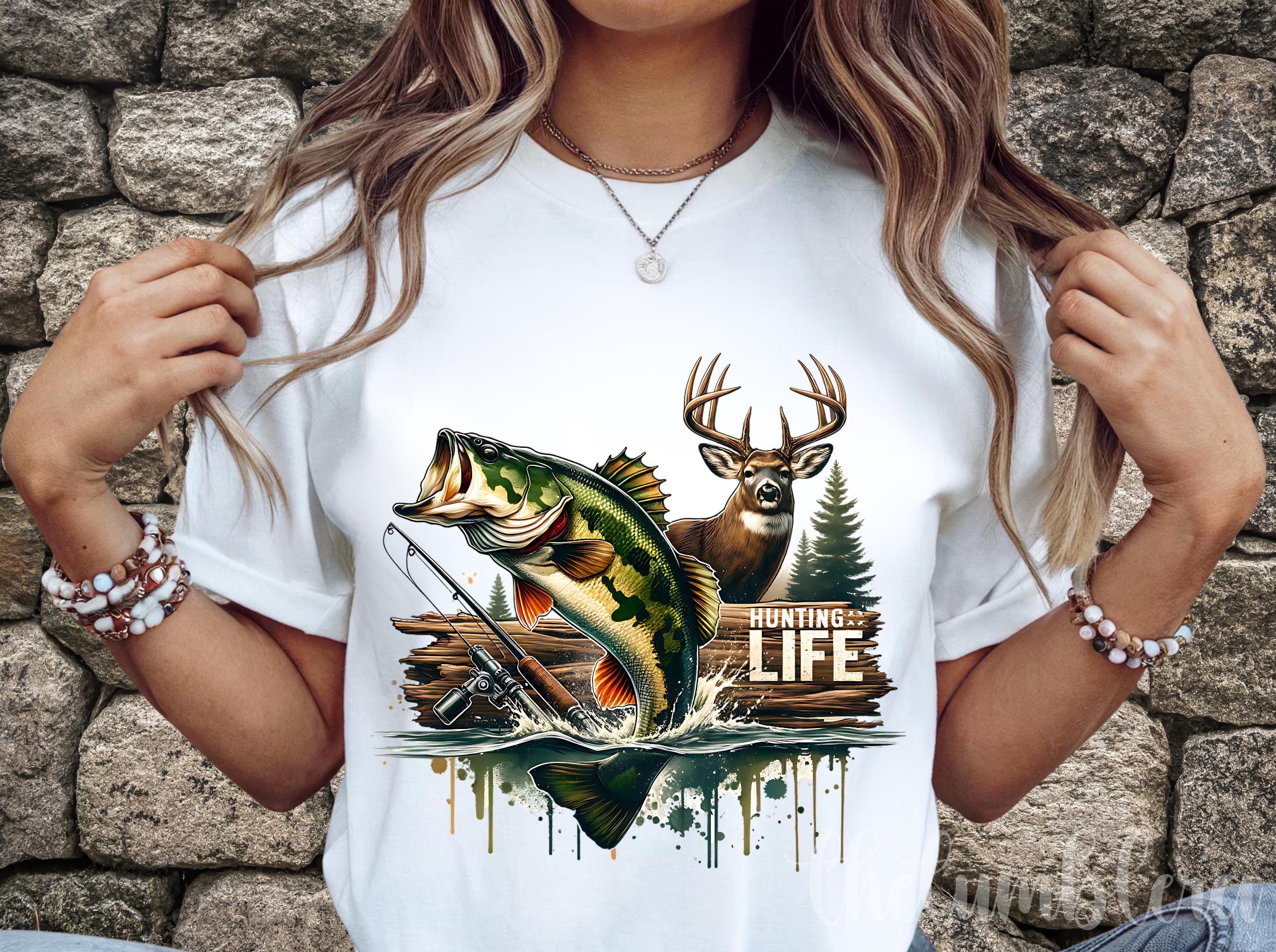 Bass Fish and Deer Hunting Life PNG Sublimation Design (digital ...