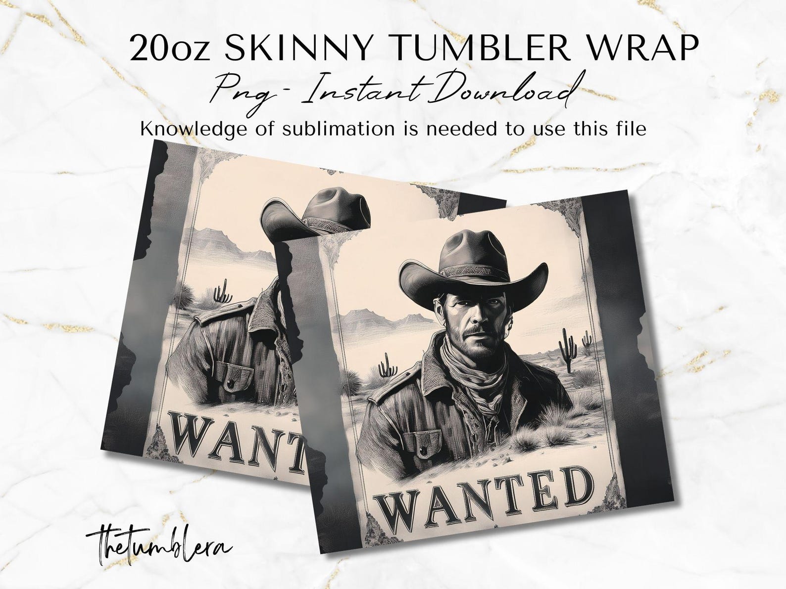 Vintage Western Wanted Tumbler Wrap, 20oz Skinny Western Sublimation ...