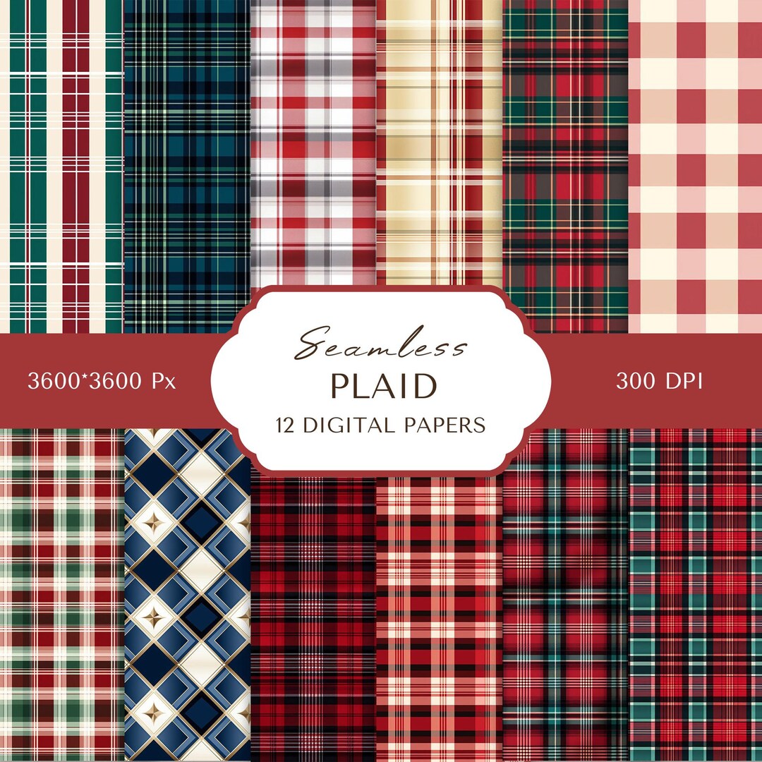 Christmas Plaid Digital Paper: Seamless Patterns (commercial Use) - Etsy