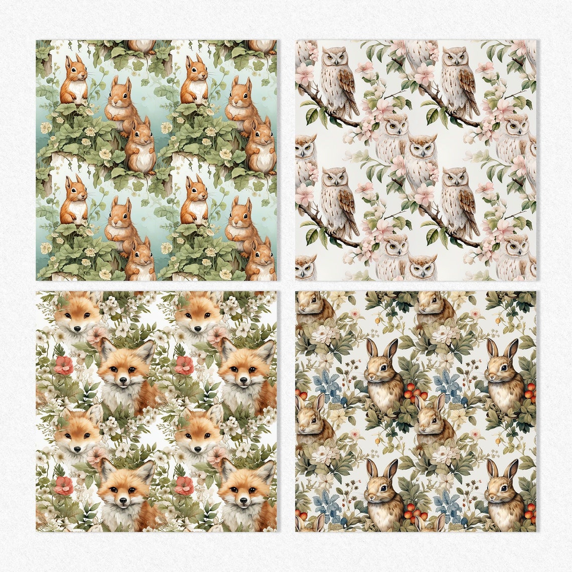 Woodland Animals Digital Paper Seamless Woodland Themed Paper Charming ...