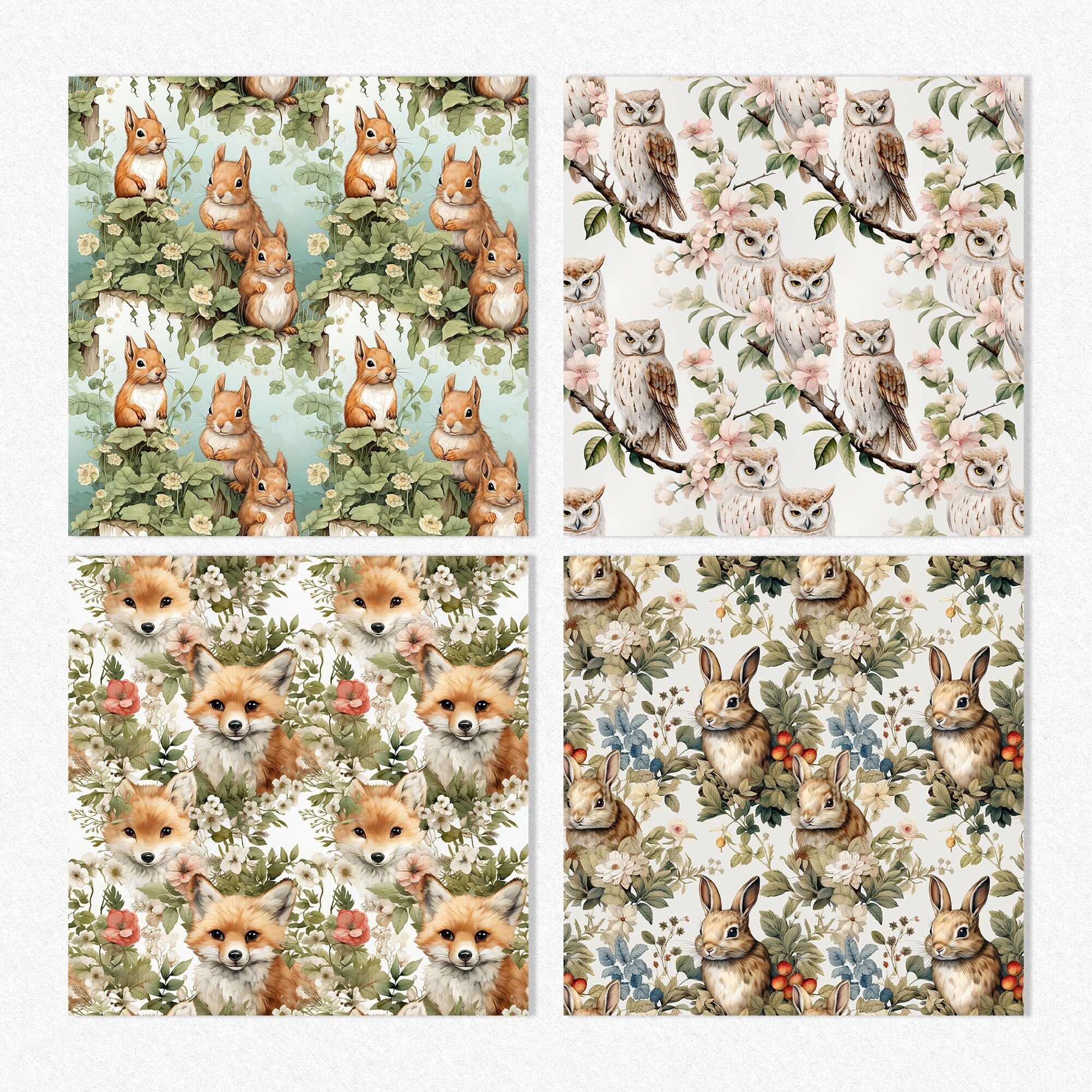 Woodland Animals Digital Paper Seamless Woodland Themed Paper Charming ...