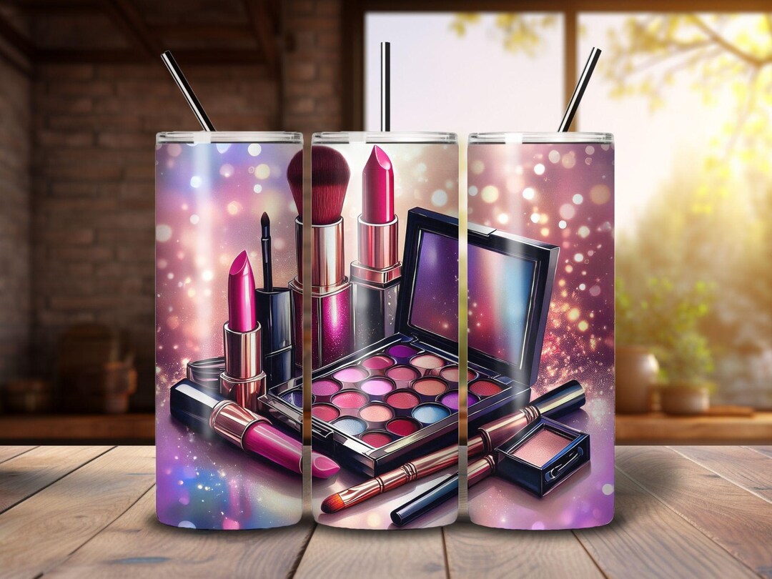 Watercolor Makeup Tumbler Wrap, 20oz Skinny Sublimation Tumbler Design ...