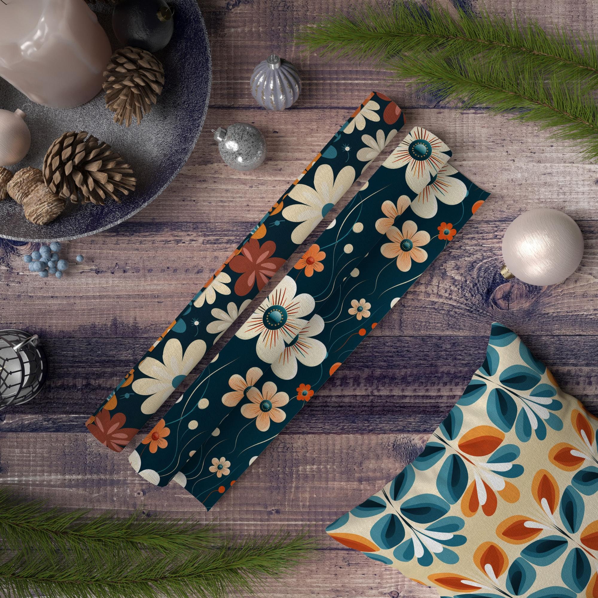 Retro Flowers Digital Paper Retro Floral Seamless Repeating Pattern ...