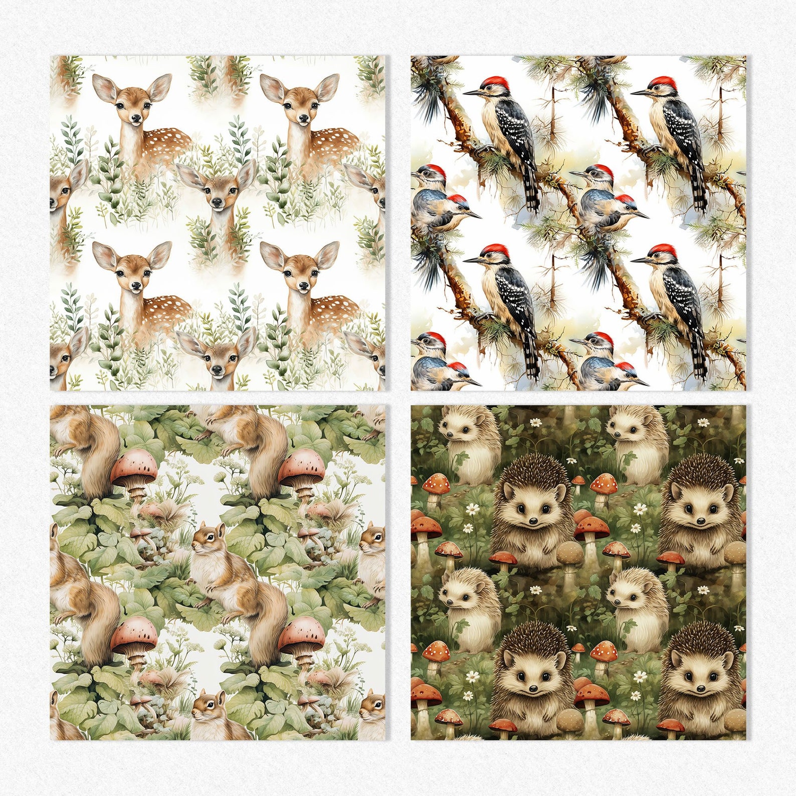 Woodland Animals Digital Paper: Seamless Forest Patterns (digital ...