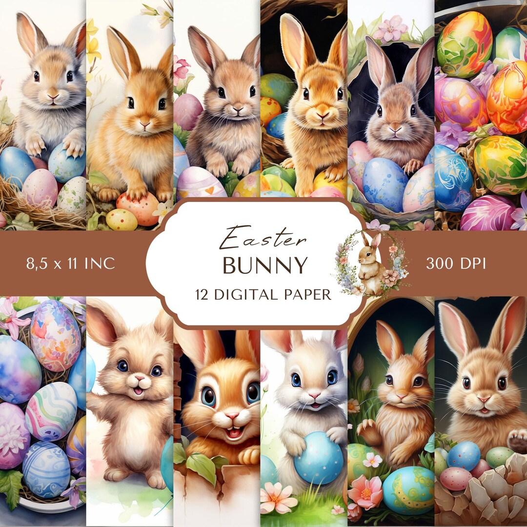 Easter Bunny Digital Paper Easter Bunny Junk Journal Kit Easter Bunny ...