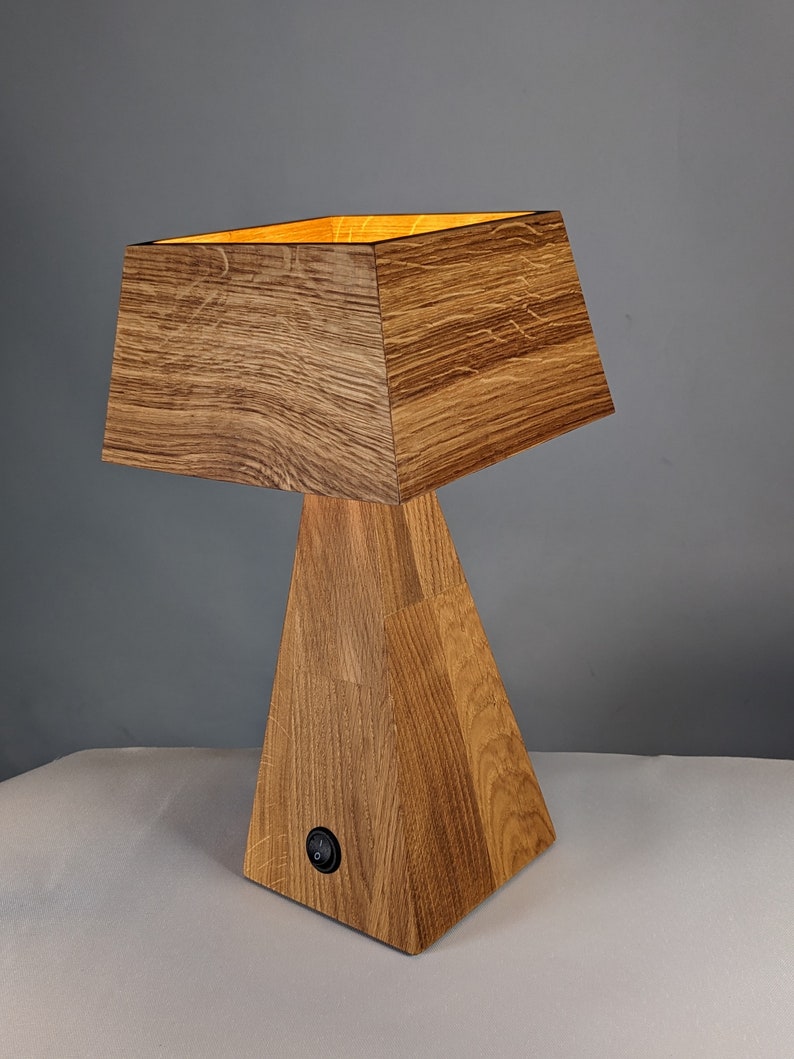 Modern Oak Wood Lamp for Office, Wood Desk Lamp, Minimalist Bedside ...