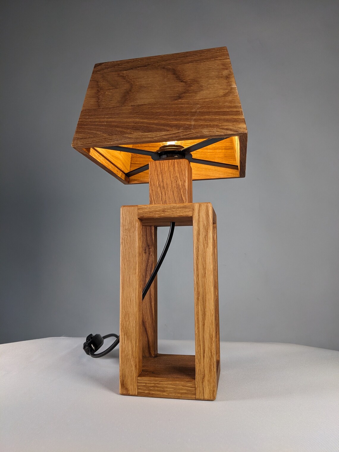Reading Oak Lamp for Office, Wood Desk Lamp, Minimalist Bedside Lamp ...