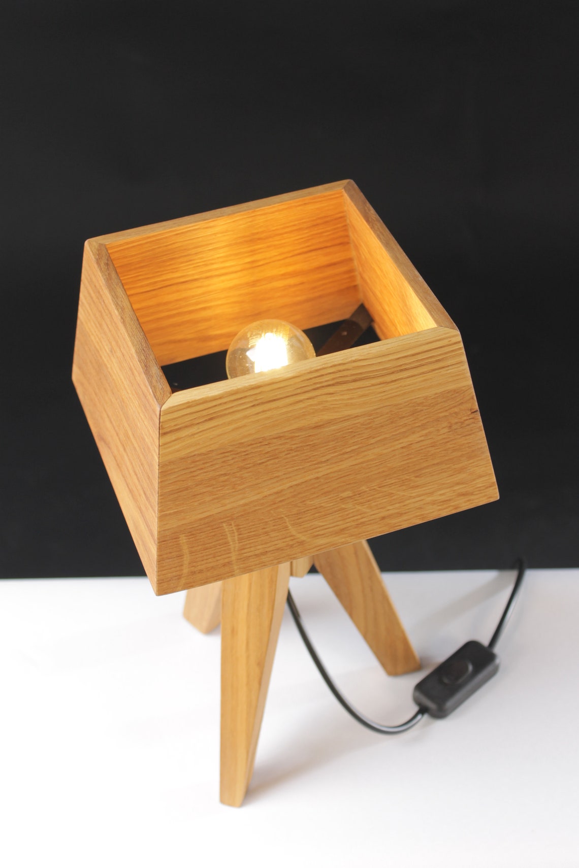 Handmade Wood Table Lamp, Adjustable Table Lamp, Wooden Table Light ...