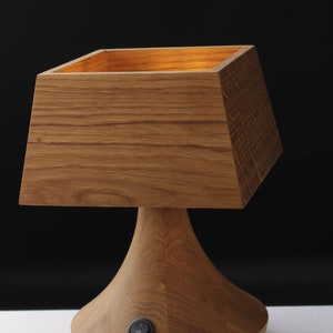 Oak Lamp for Office, Wood Desk Lamp, Minimalist Bedside Lamp, Small ...