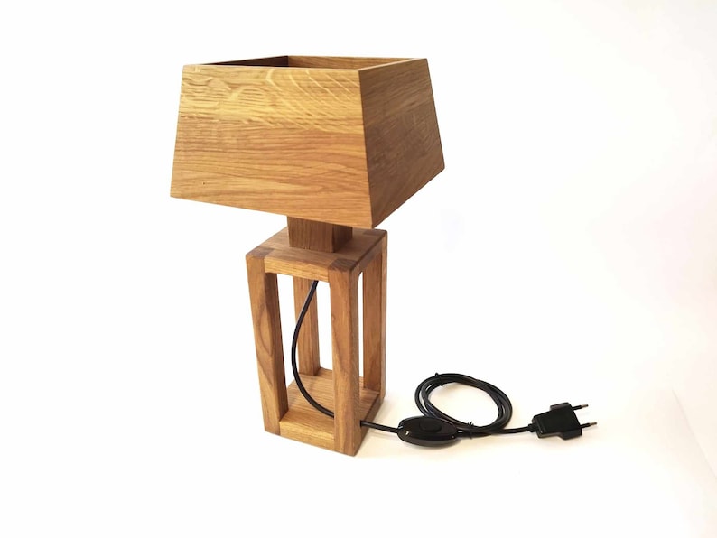 Reading Oak Lamp for Office, Wood Desk Lamp, Minimalist Bedside Lamp ...