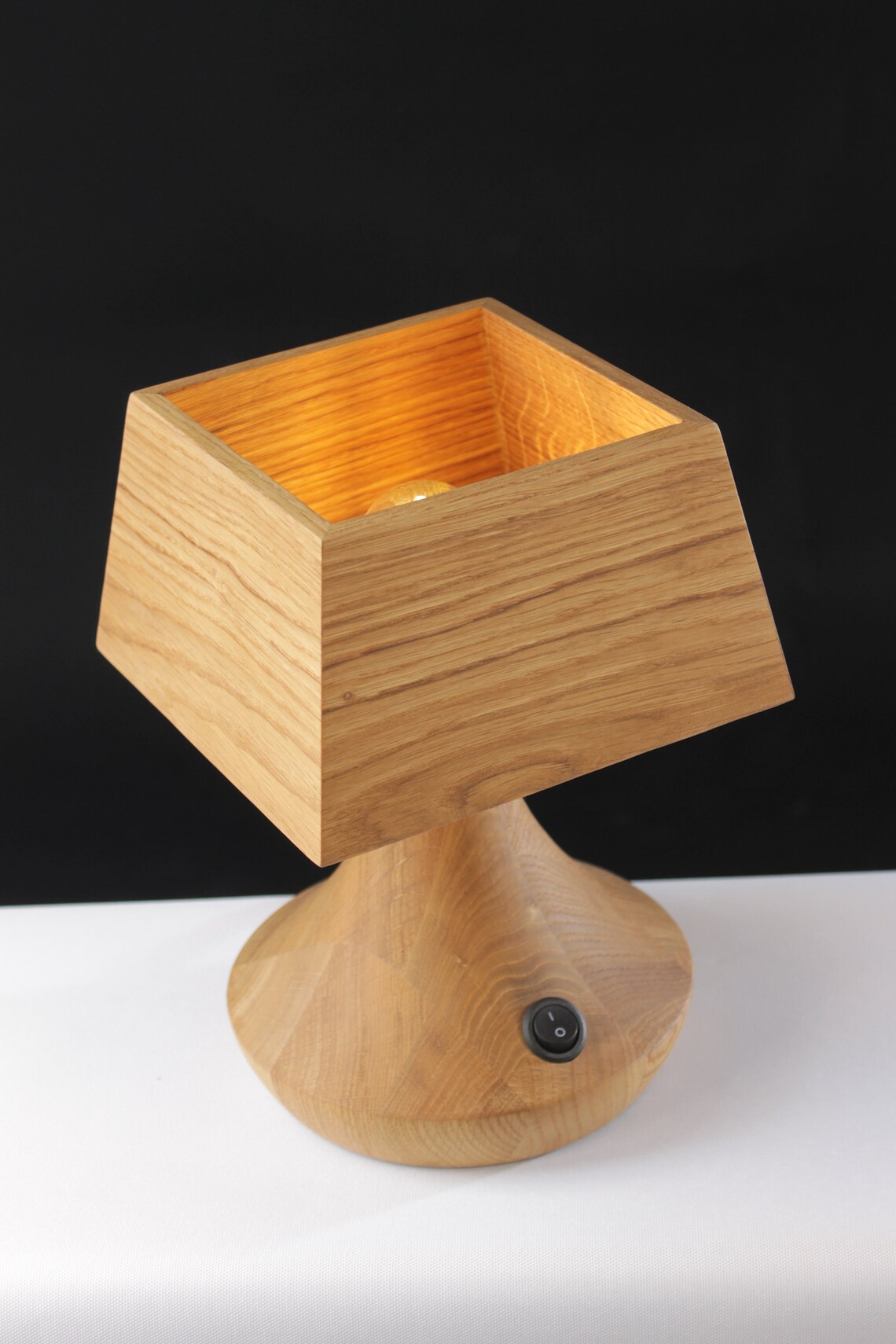 Oak Lamp for Office, Wood Desk Lamp, Minimalist Bedside Lamp, Small ...