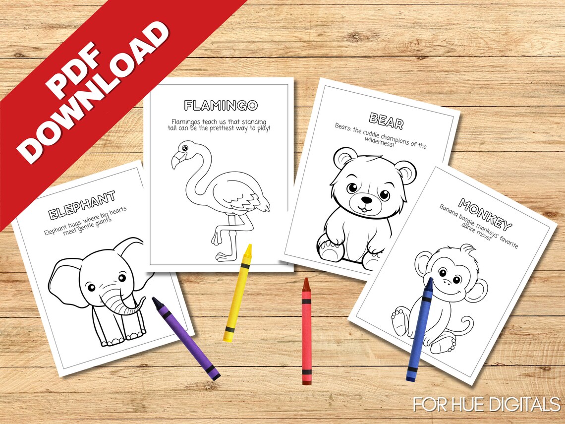 Animals Coloring Book Adult Coloring Pages Animal Coloring Instant ...