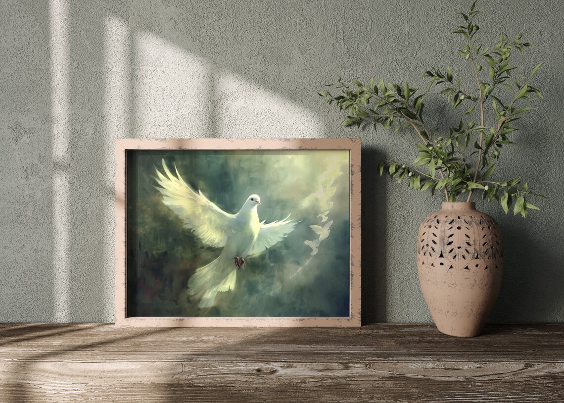 Dove Painting | Holy Spirit White Dove | Bible Art - Etsy