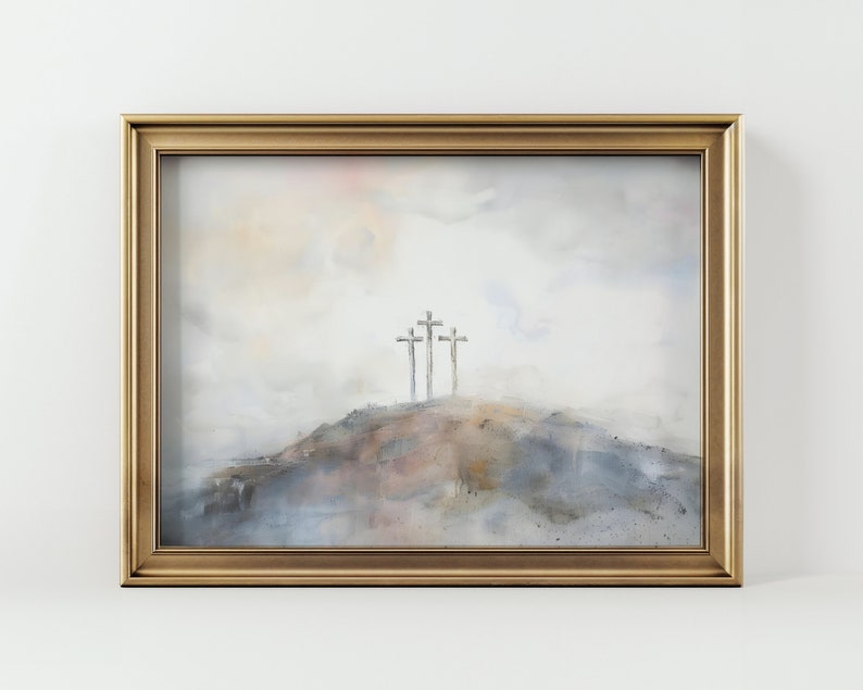 Three Crosses at Calvary Painting | Jesus Art | Jesus Crucifixion | Christian Wall Art | Faith ...