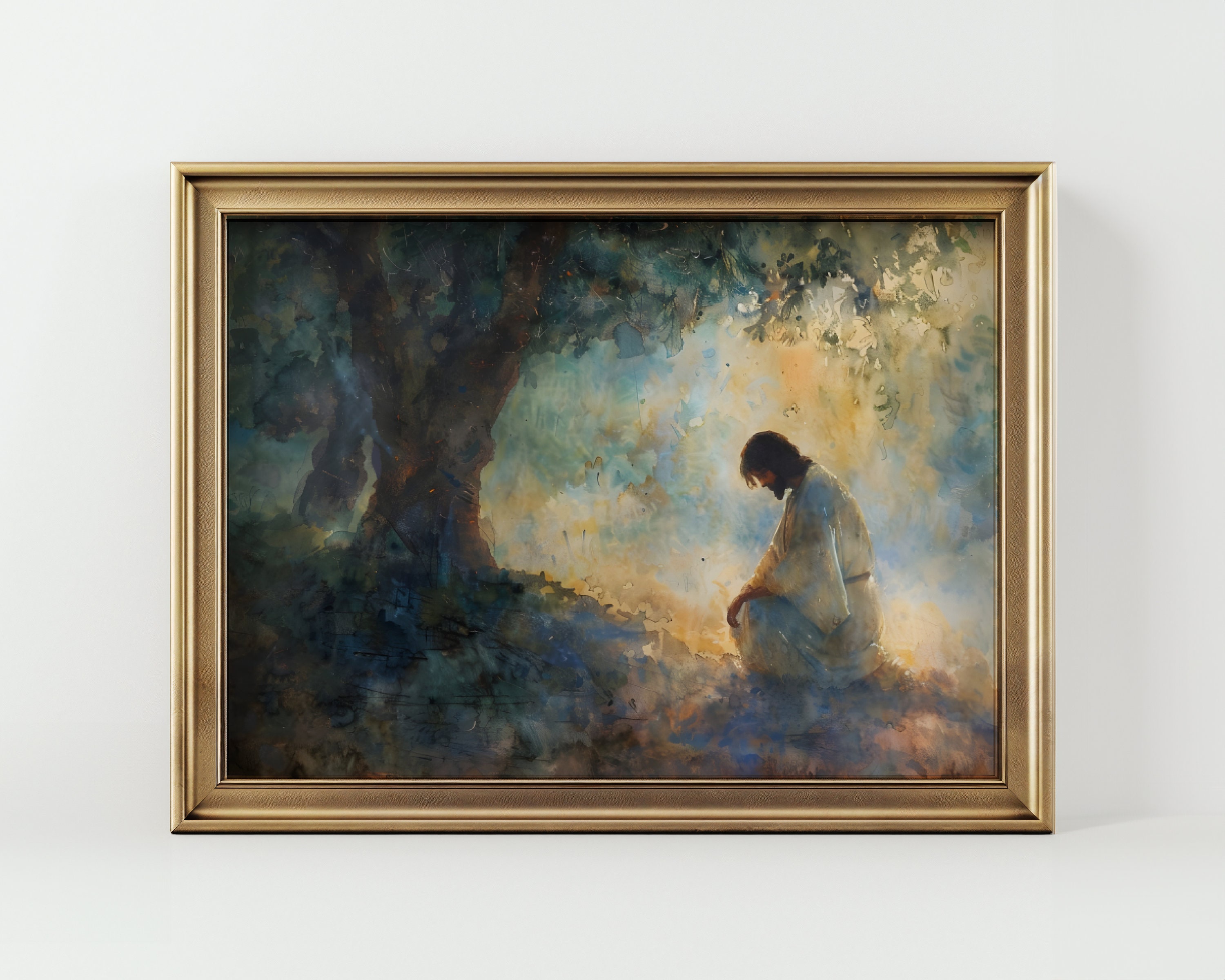 Jesus Praying in Garden of Gethsemane | Good Shepherd | Jesus Wall Art ...