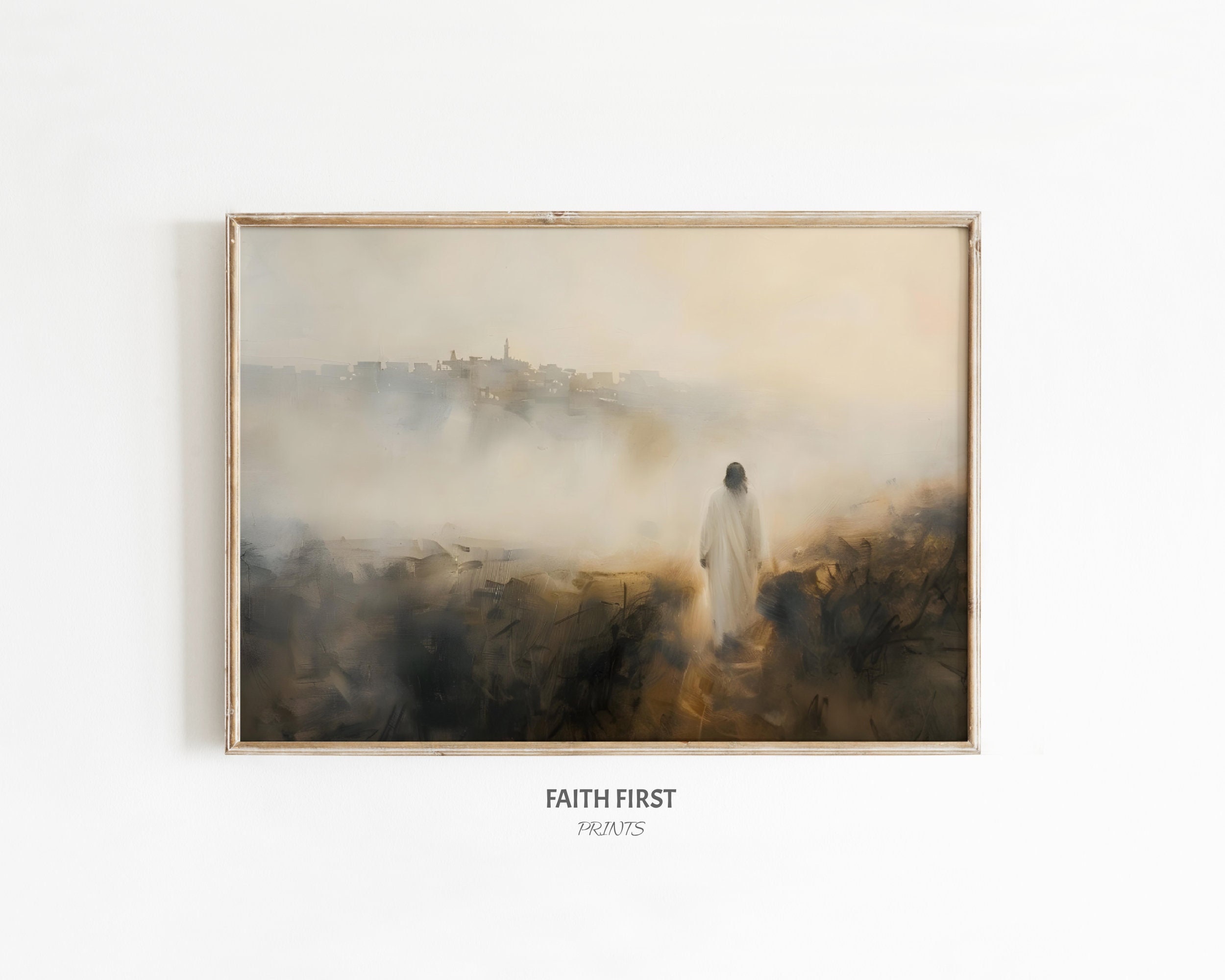 Jesus Overlooking Jerusalem | Jerusalem Landscape | Christian Wall Art ...