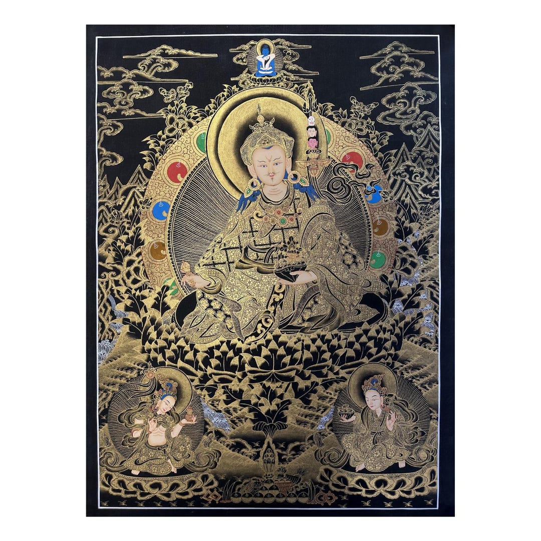 55x75cm Black & Gold Guru Rinpoche, Tantric Master, Padmasambhava ...