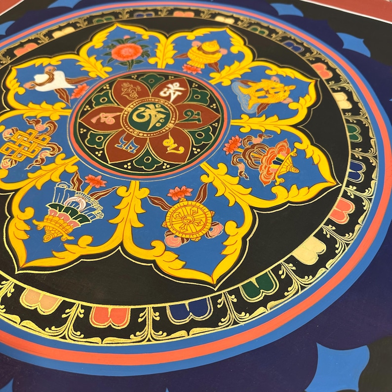 Authentic Sacred Ashtamangala Mandala – Tibetan Buddhist Protective ...