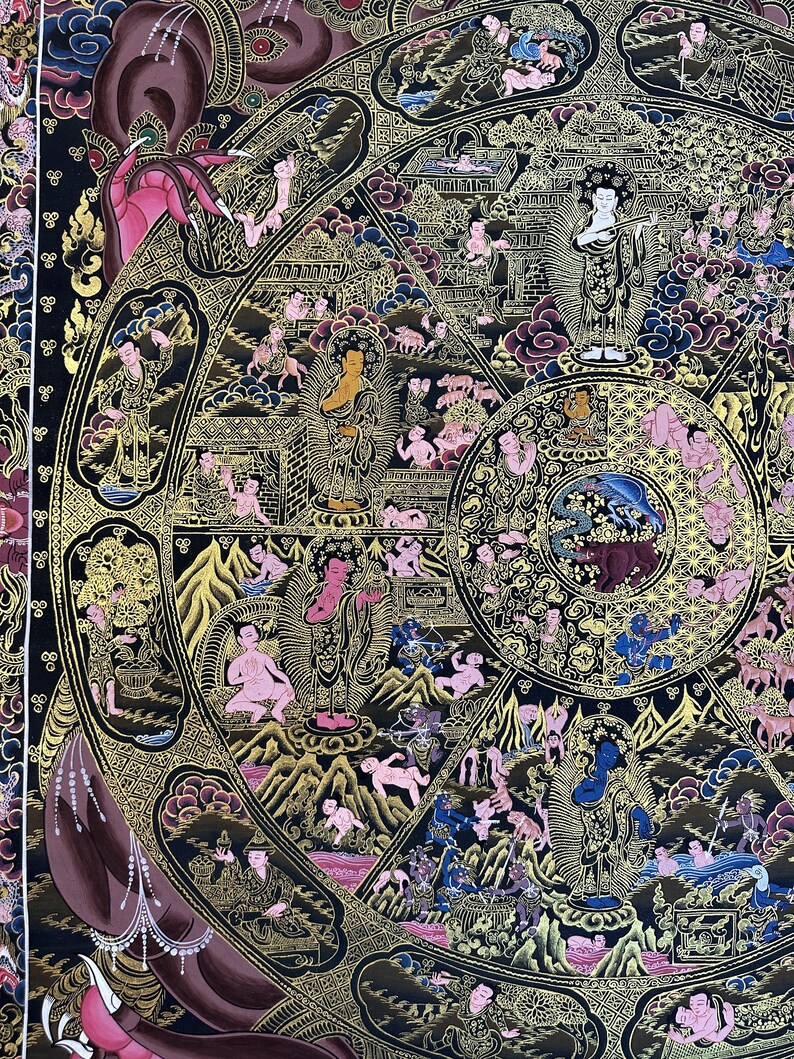 64x88cm, Wheel of Life , Wheel of Time, Samsara Thanka, Handmade ...