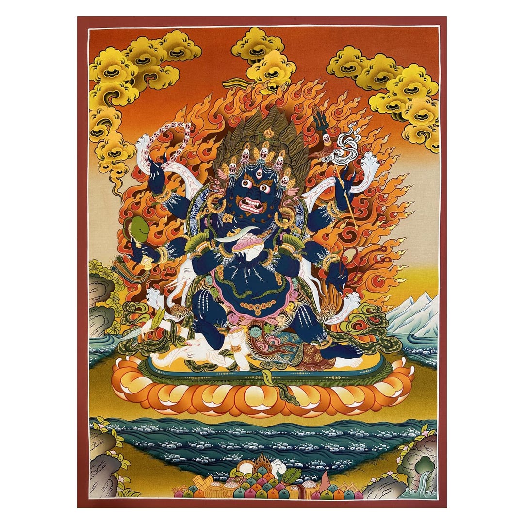 Six-arms Mahakala Thangka Painting, Protectors of Dharma, Gelug ...