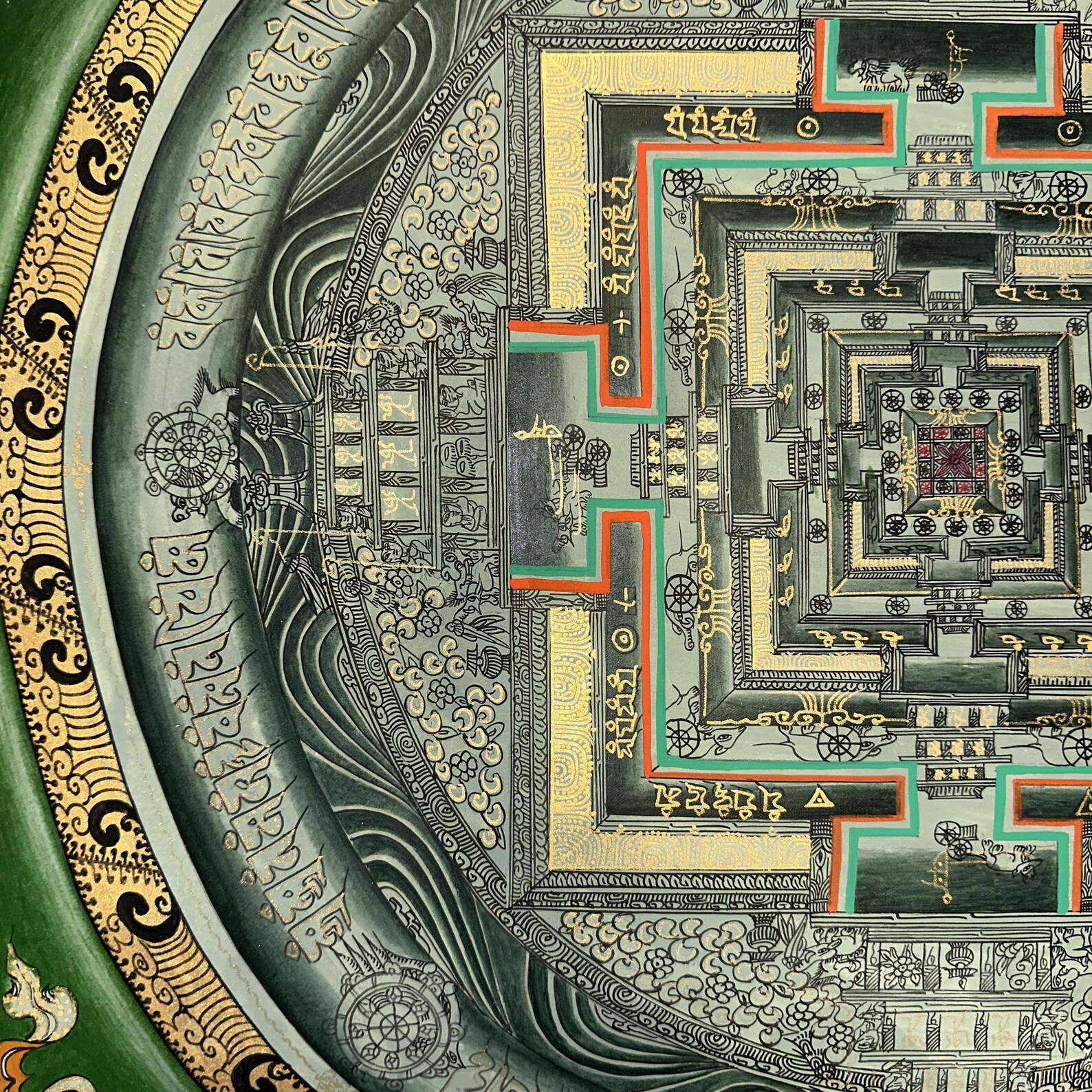Kalachakra Mandala Thangka Painting, Cosmic Cycles of Time, Wheel of ...