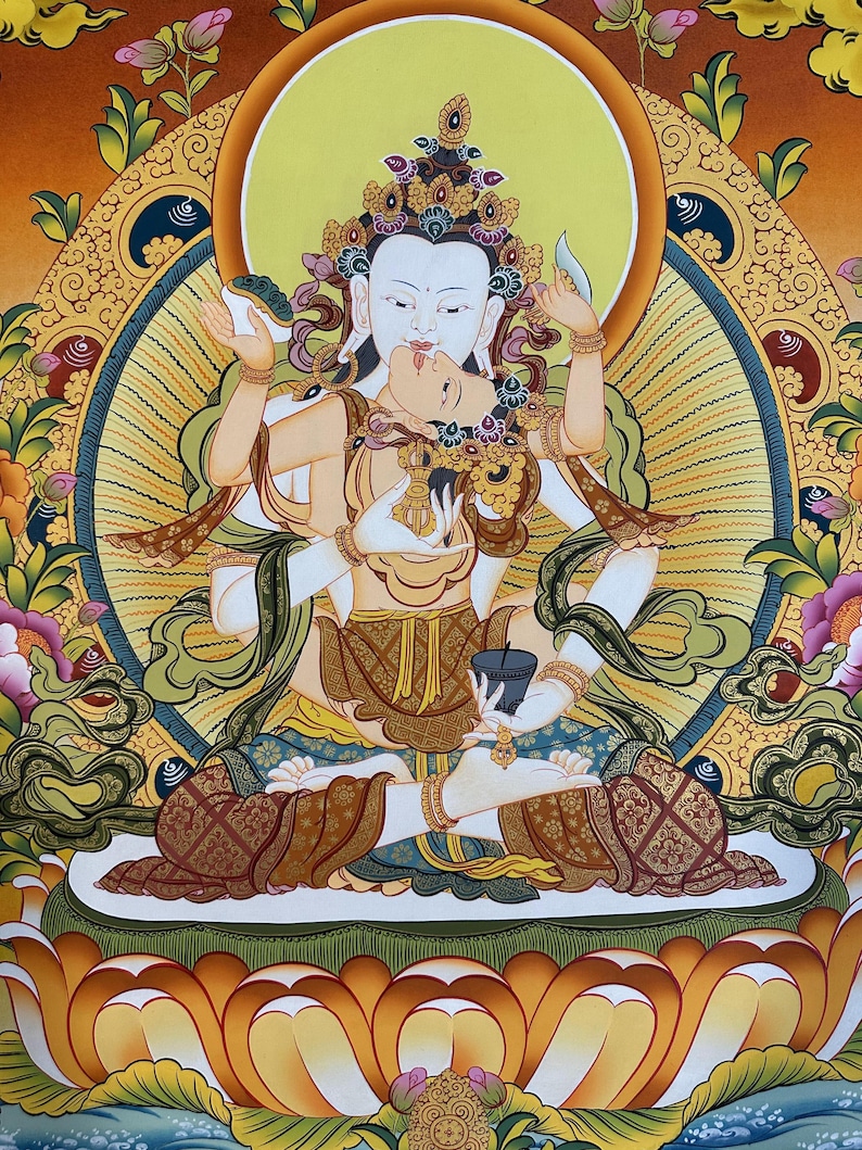 Vajrasattva With Consort Thangka, Union of Wisdom and Compassion ...