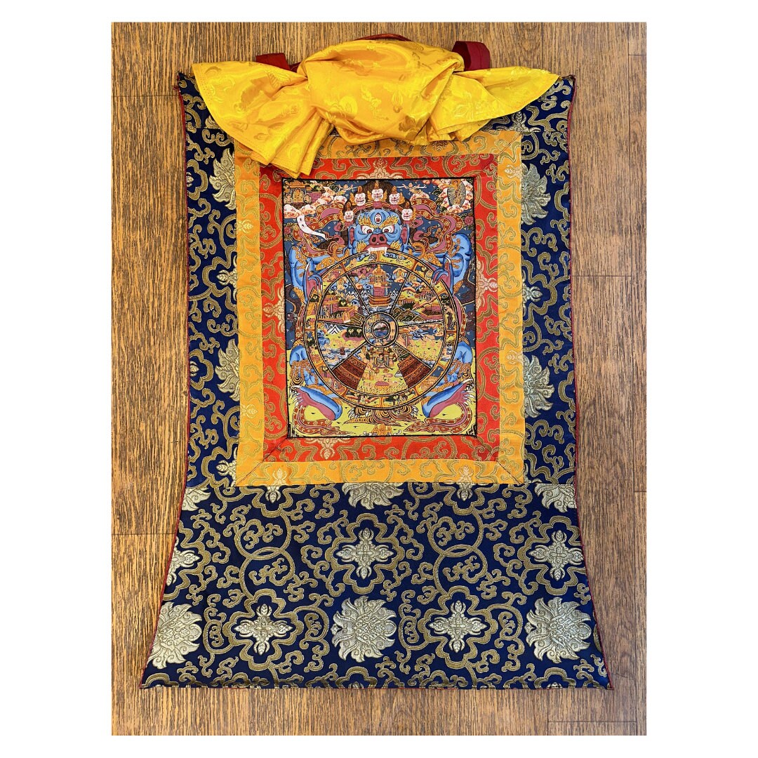 66x88cm Wheel of Life , Wheel of Time, Samsara Thanka, Handmade Thangka ...