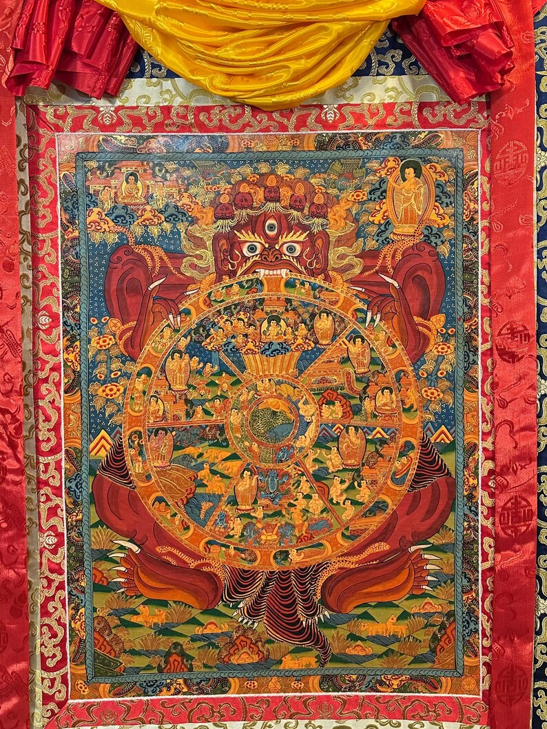 Large Size Wheel of Life | Samsara Cycle Teaching Art | Bhavachakra ...