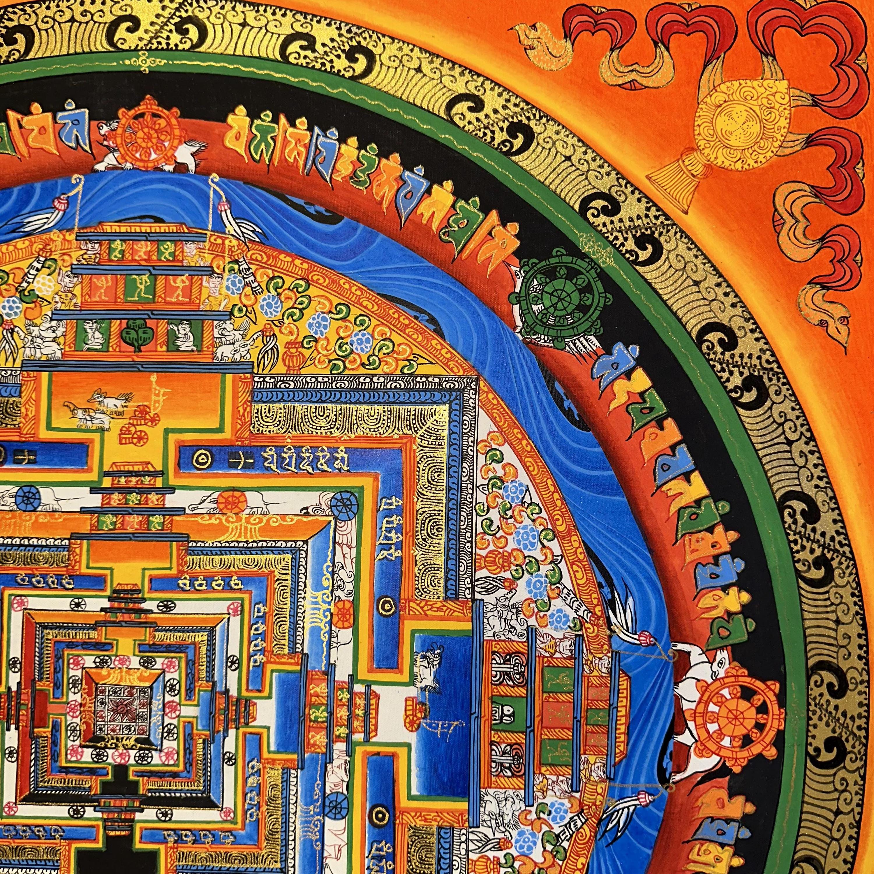 Kalachakra Mandala Thangka Painting, Cosmic Cycles of Time, Wheel of ...
