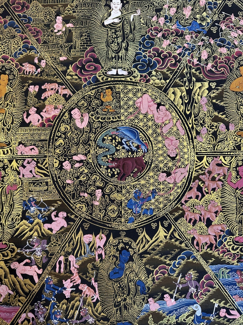 64x88cm, Wheel of Life , Wheel of Time, Samsara Thanka, Handmade ...