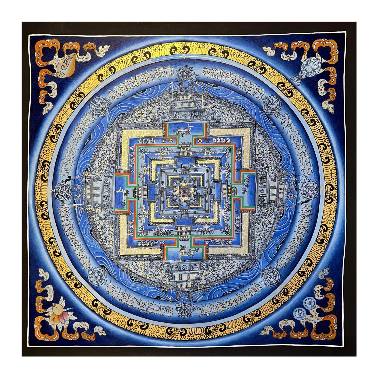 Kalachakra Mandala Thangka Painting, Cosmic Cycles of Time, Wheel of ...