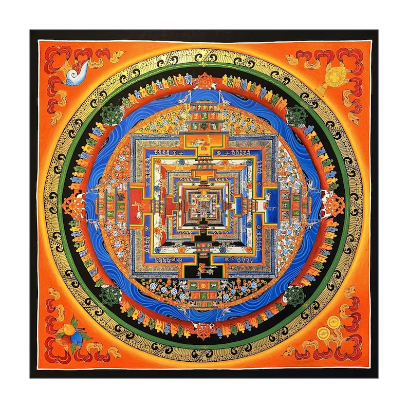 Kalachakra Mandala Thangka Painting, Cosmic Cycles of Time, Wheel of ...