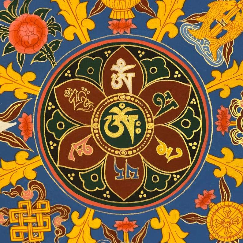 Authentic Sacred Ashtamangala Mandala – Tibetan Buddhist Protective ...
