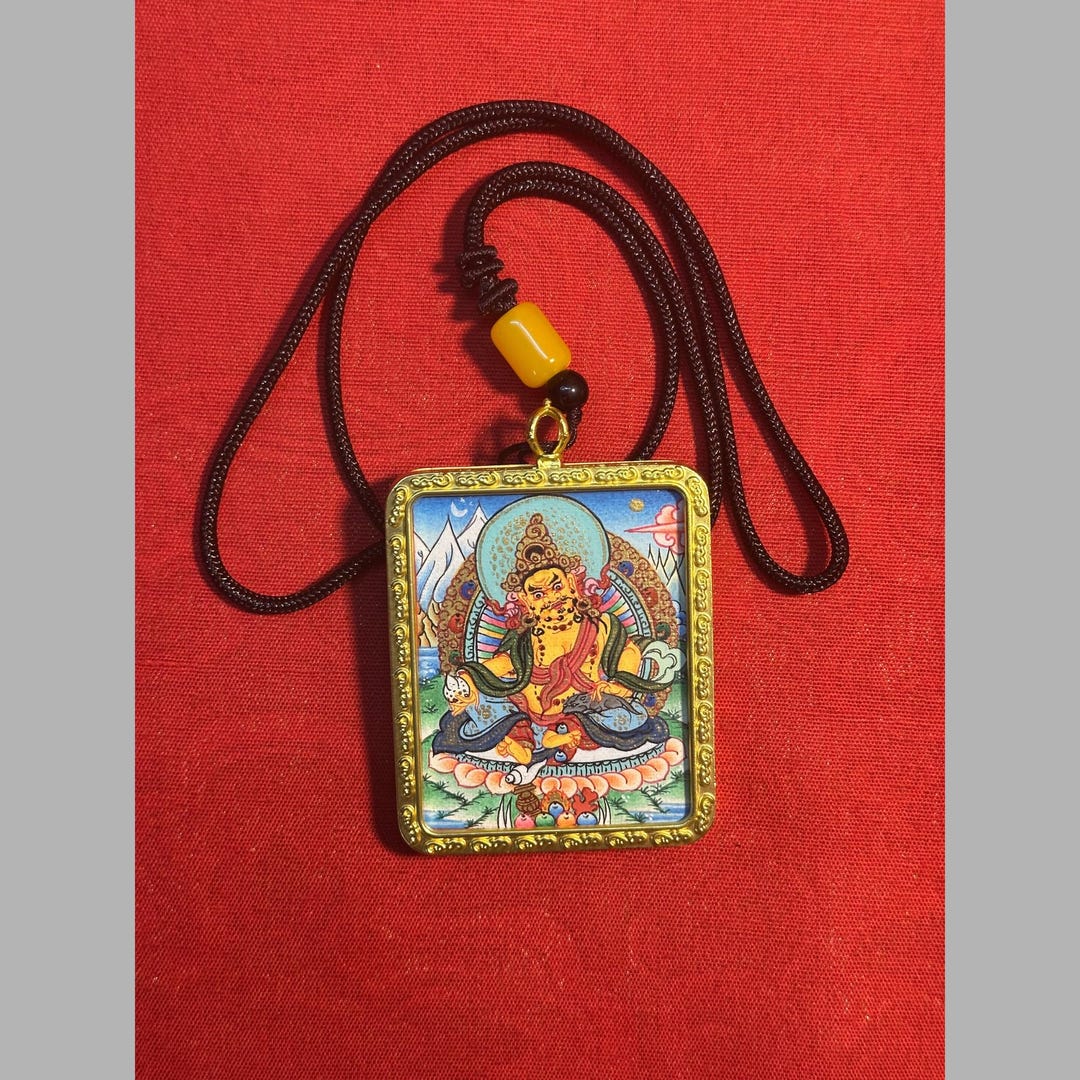 Dzambala Pendant |hand-made Thangka Art Necklace | Tibetan Spiritual ...