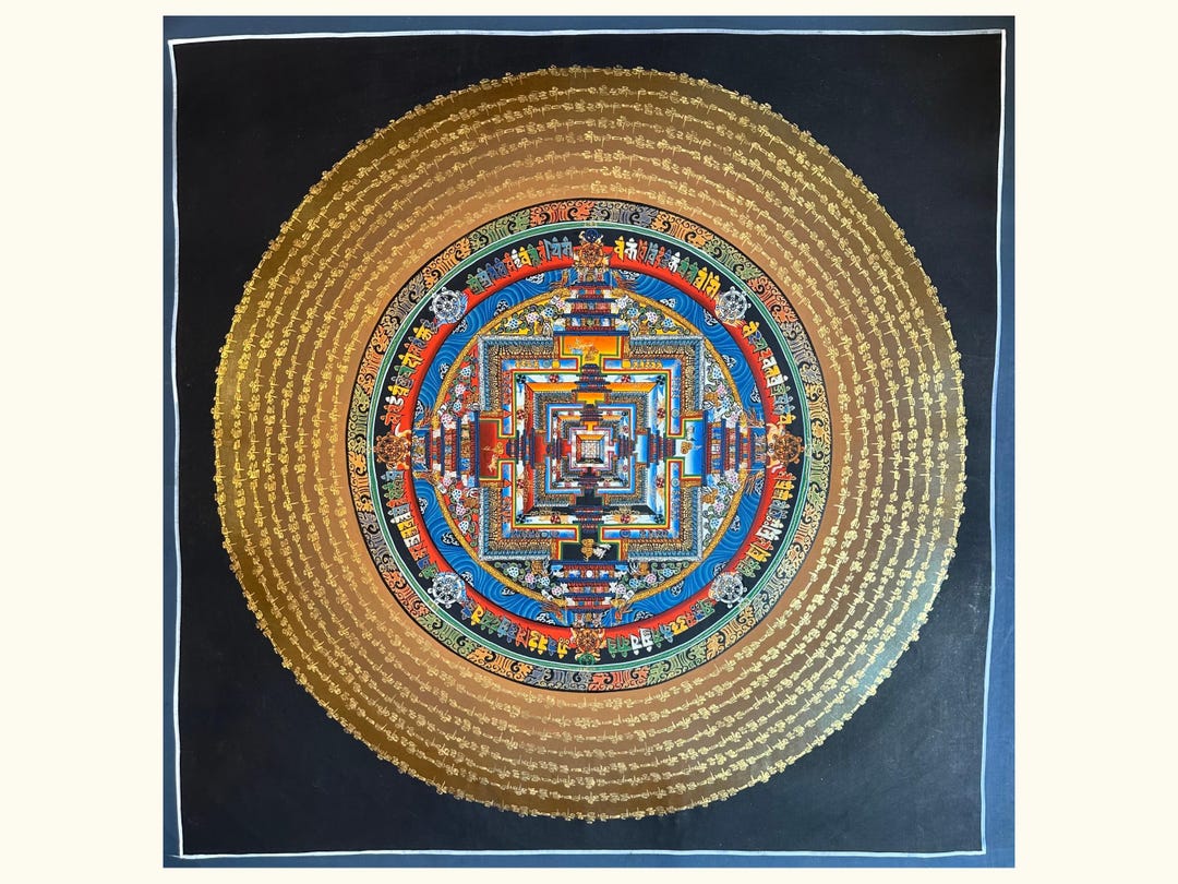 Hand-painted Kalachakra Mandala | Meditation Wall Art | Buddhist Altar ...