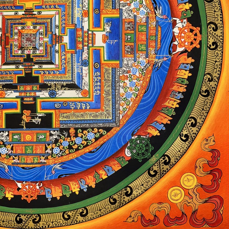 Kalachakra Mandala Thangka Painting, Cosmic Cycles of Time, Wheel of ...