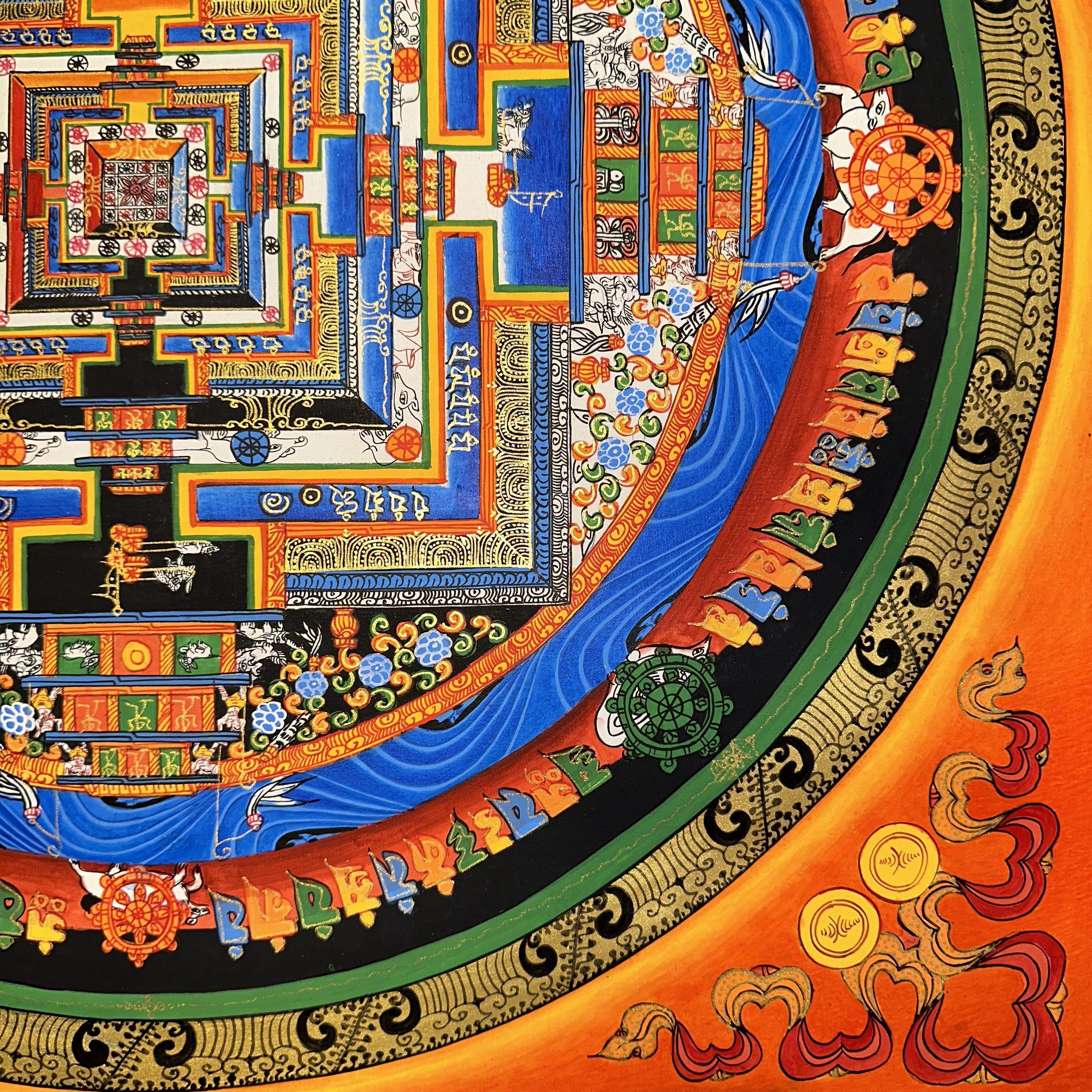 Kalachakra Mandala Thangka Painting, Cosmic Cycles of Time, Wheel of ...