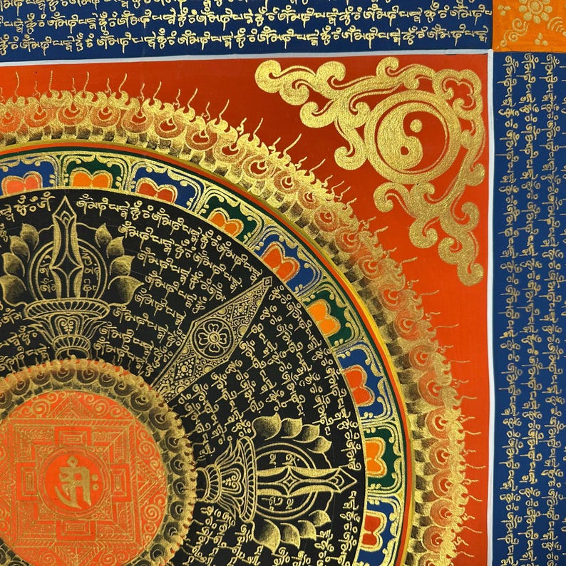 Hand-painted Om Mani Padme Hum Mandala - Tibetan Buddhist Art - Etsy