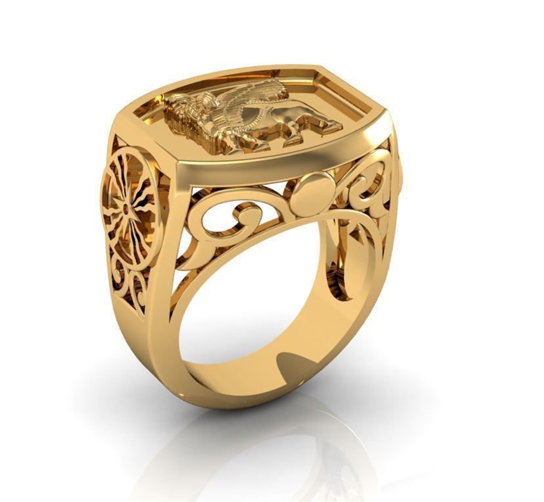Assyrian Lion Men Ring - Etsy