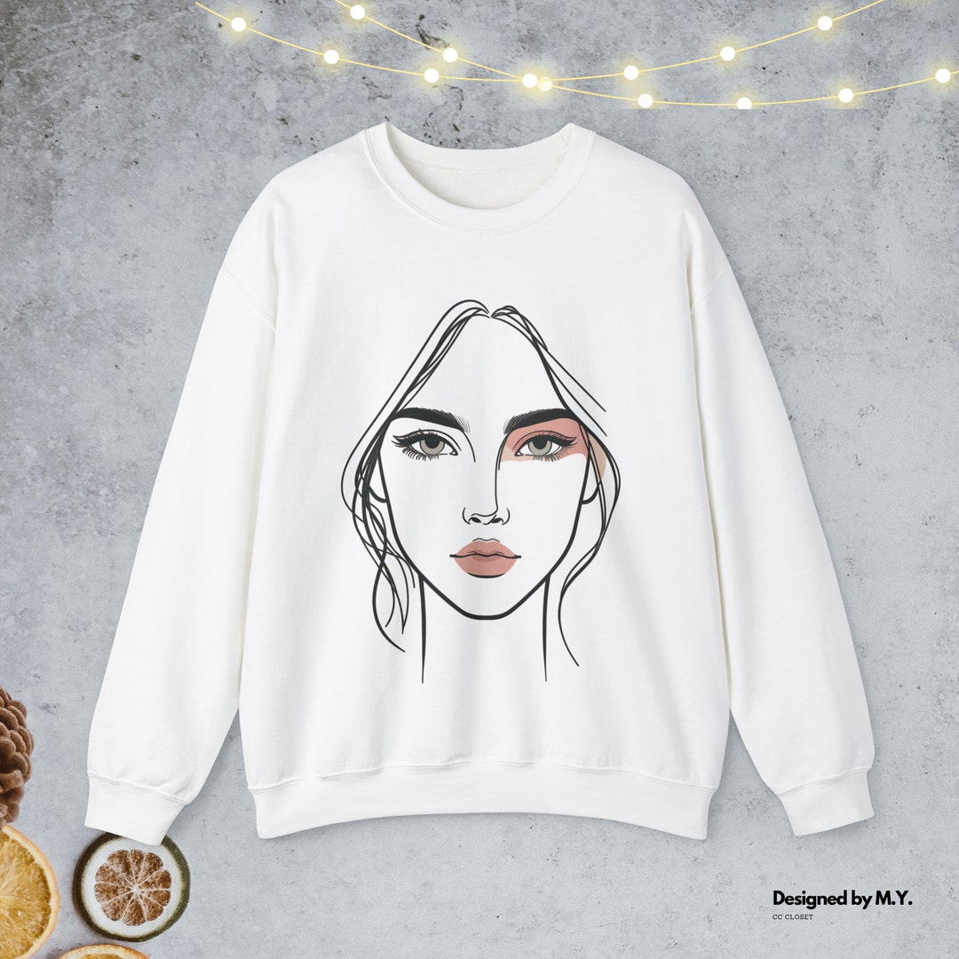 Minimalist Face Sweatshirt, Line Drawing Sweatshirt, Abstract Art ...