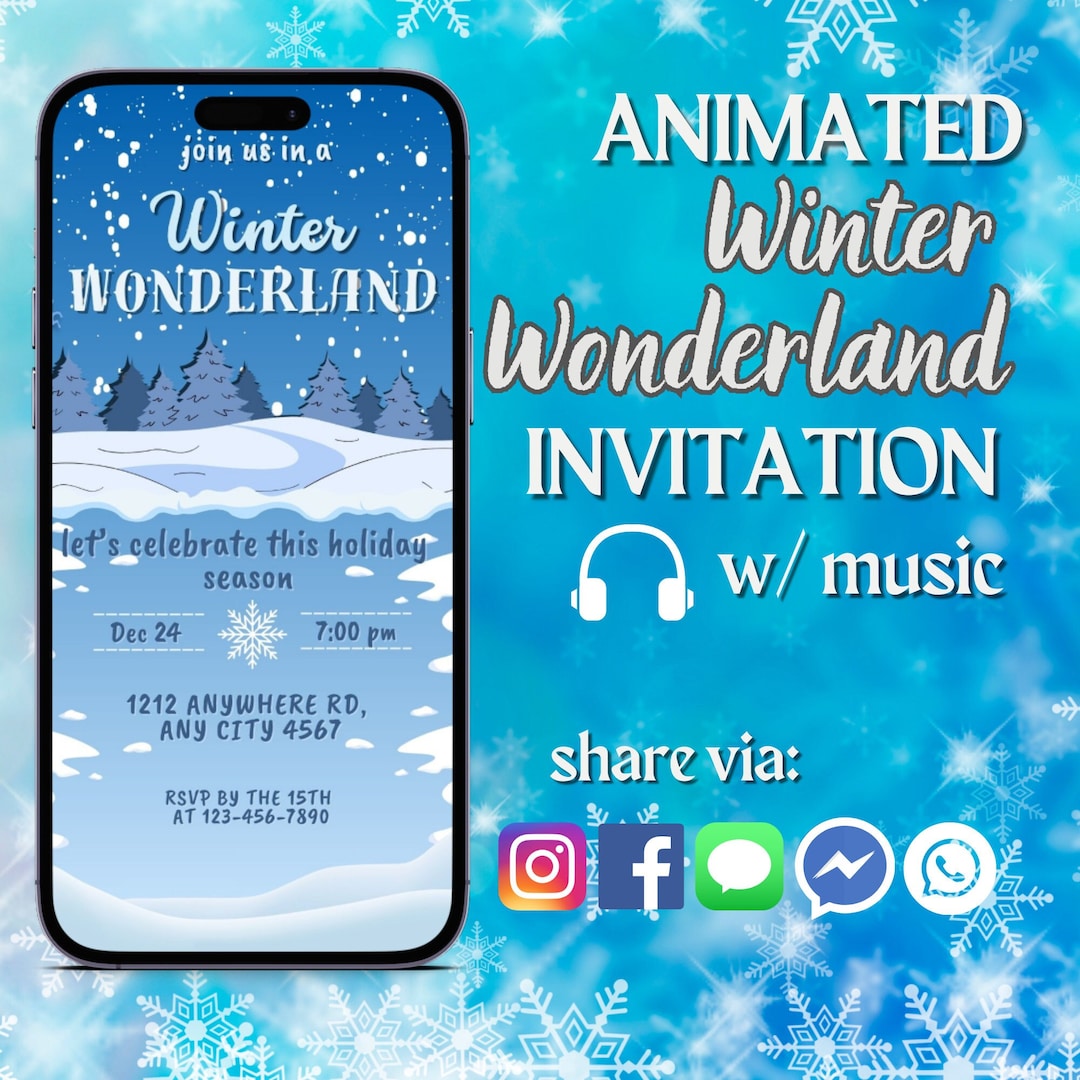 Animated Winter Wonderland Digital Invitation Christmas Party - Etsy
