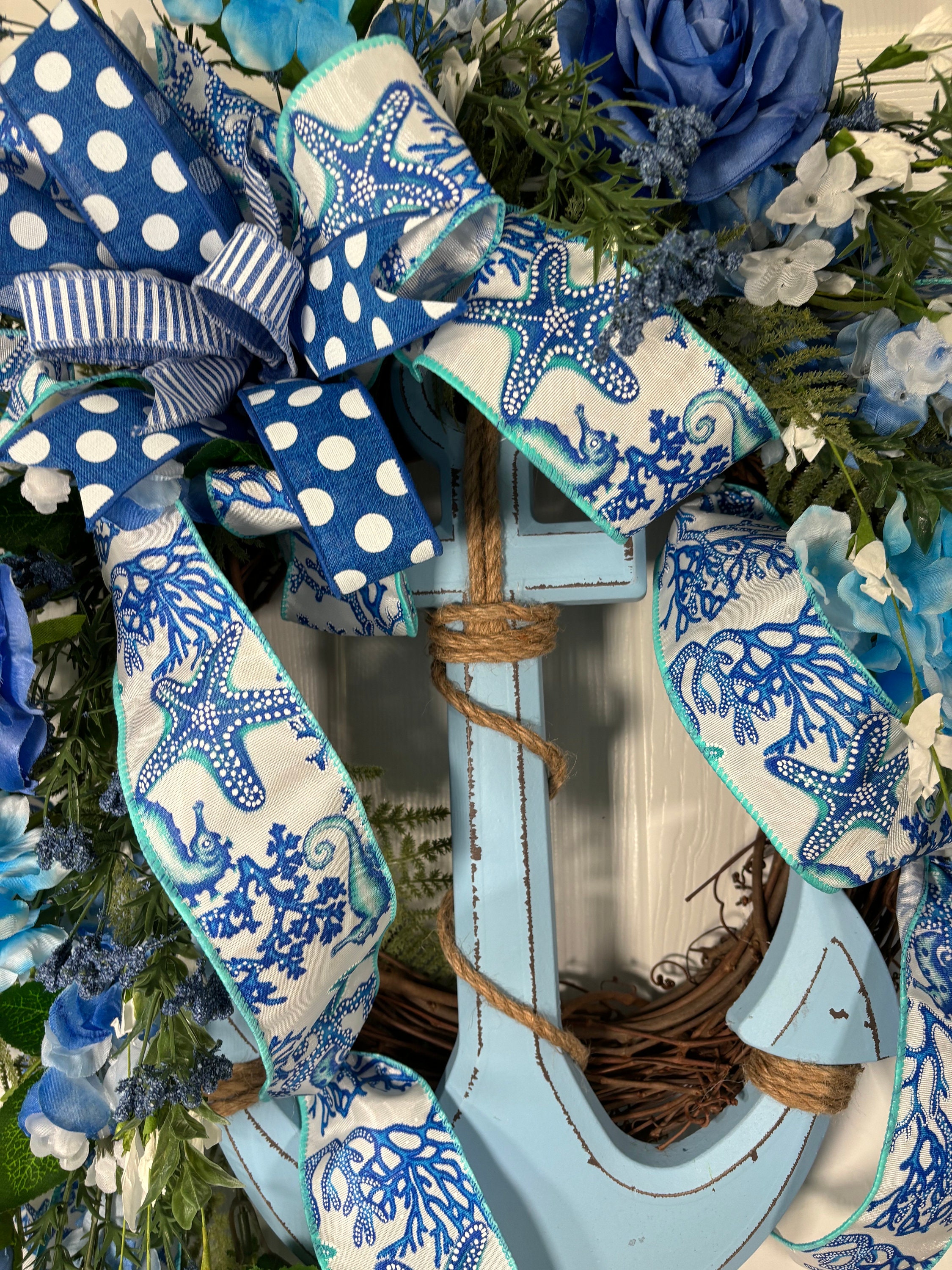 Nautical Wreath Lake Wreath Summer Wreath Blue and White Wreath Wreath ...
