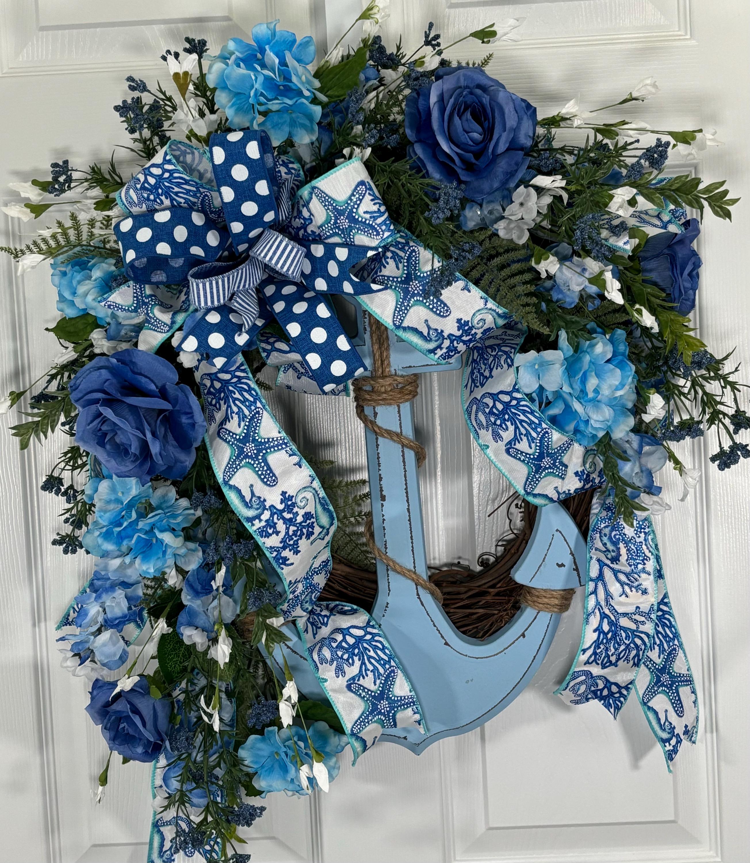 Nautical Wreath Lake Wreath Summer Wreath Blue and White Wreath Wreath ...