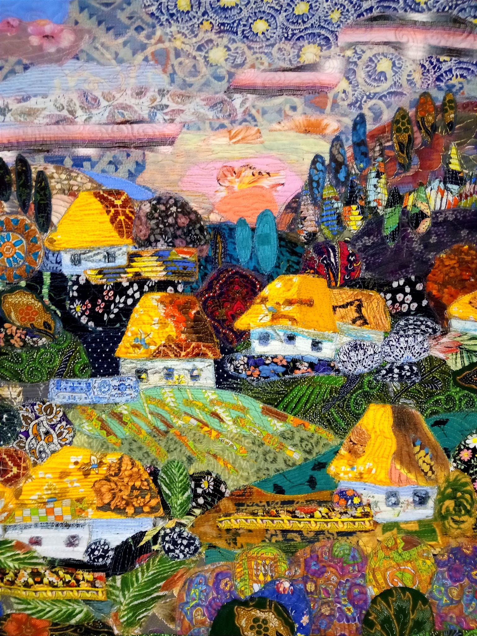 Ukrainian Village - Artwork for Comission, Art Quilt Wall Hanging ...